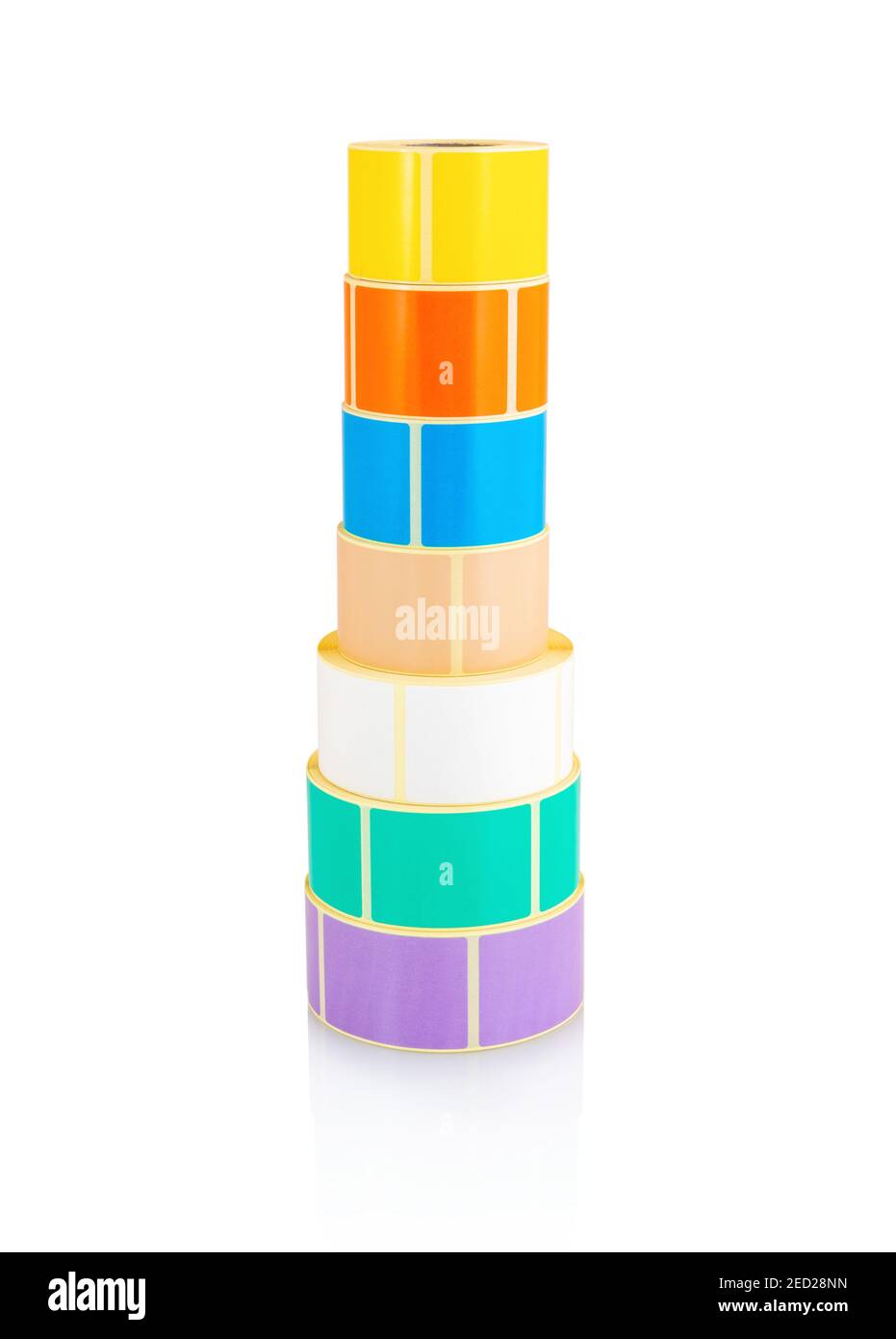 Stack of colored labels isolated on white background with shadow ...