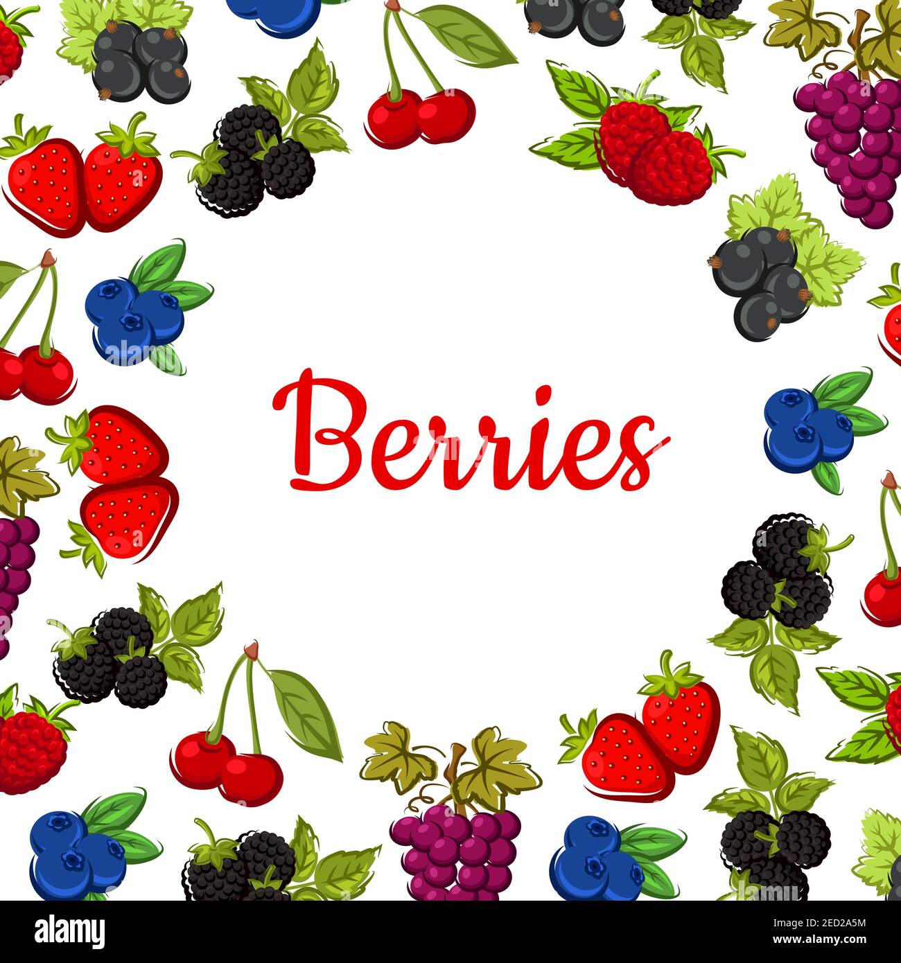 Berry and fruit background with fruity frame composed of strawberry ...