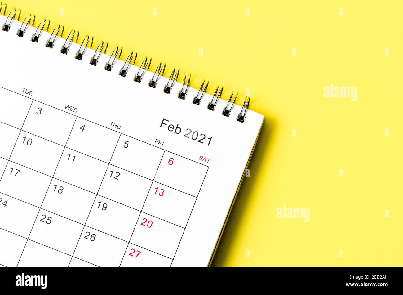 Close up February 2021 Calendar desk for organizer to plan and reminder ...