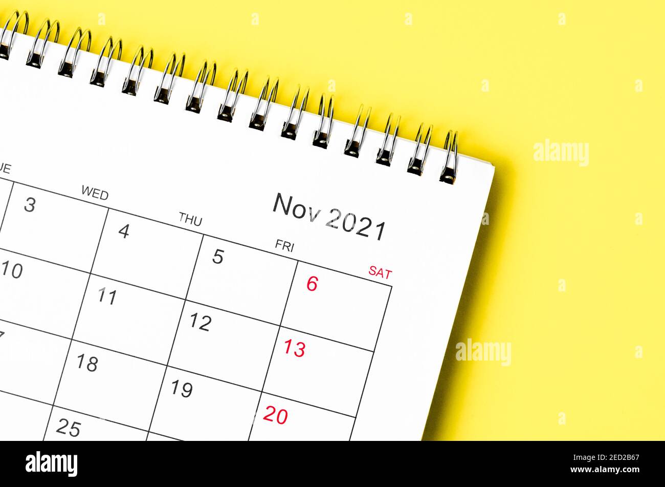 Close up November 2021 Calendar desk for organizer to plan and reminder ...
