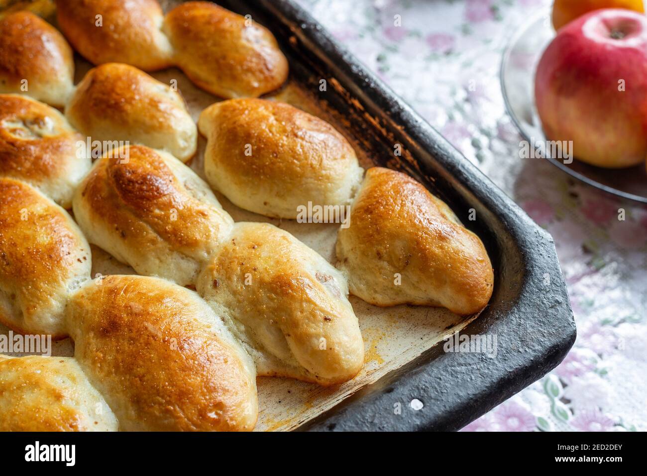 Baked homemade pies on a baking sheet Stock Photo - Alamy