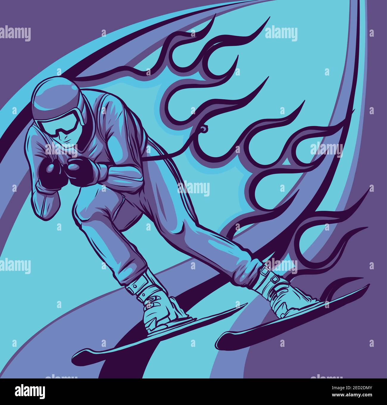 Male skier downhill helmet Stock Vector Images - Alamy