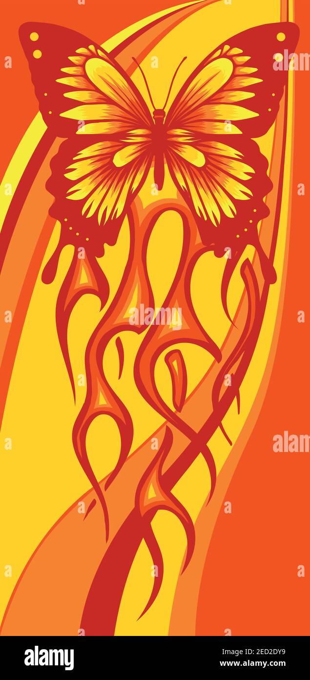 vector Illustration of a butterfly made of fire Stock Vector Image ...