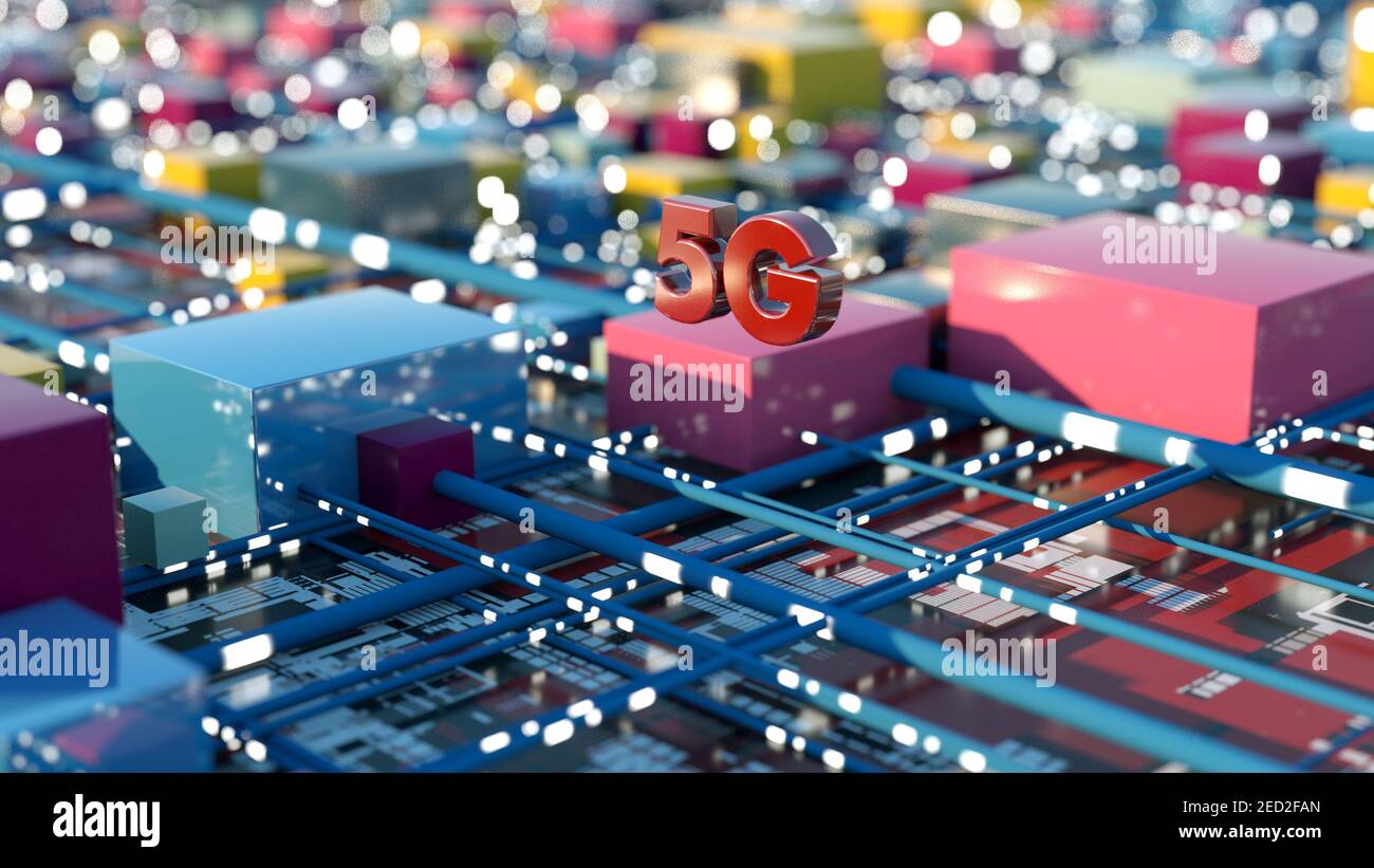 3d render. 5G technology background Stock Photo - Alamy