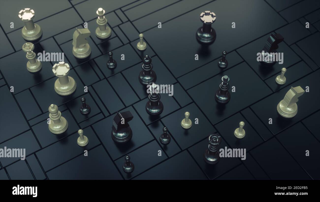 3d render. Chess board and pieces Stock Photo - Alamy