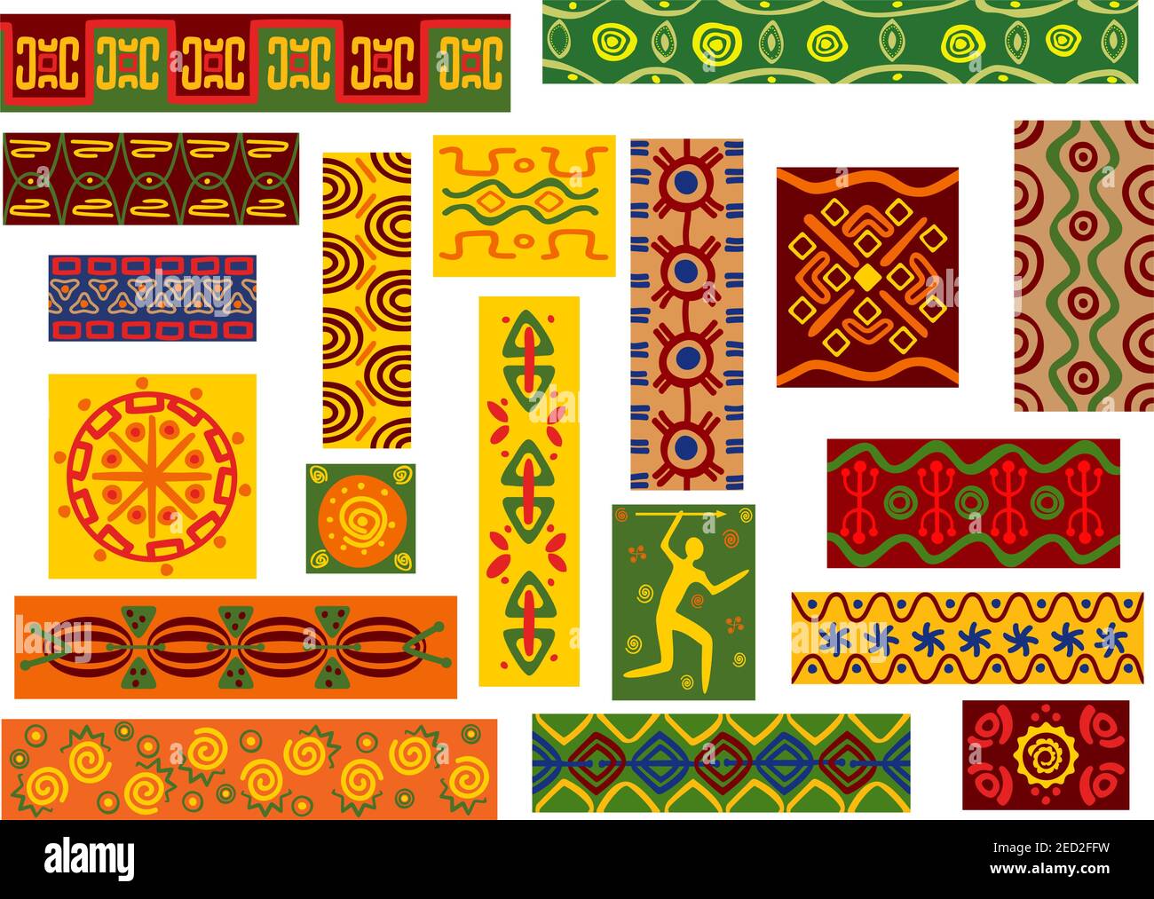 African tribal ornaments set of ethnic patterns with geometric and ...