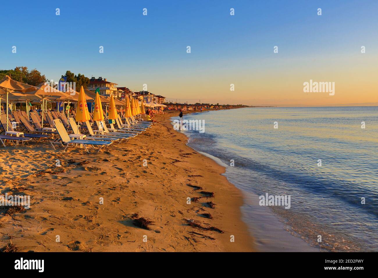 Sunrise over Paralia Katerinis beach.Paralia is a tourist seaside ...
