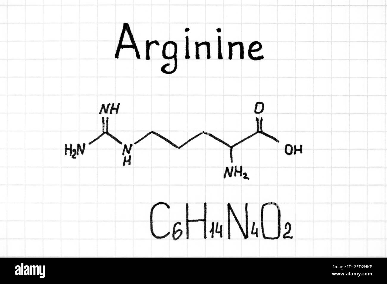 Handwriting chemical formula of Arginine. Close-up Stock Photo - Alamy