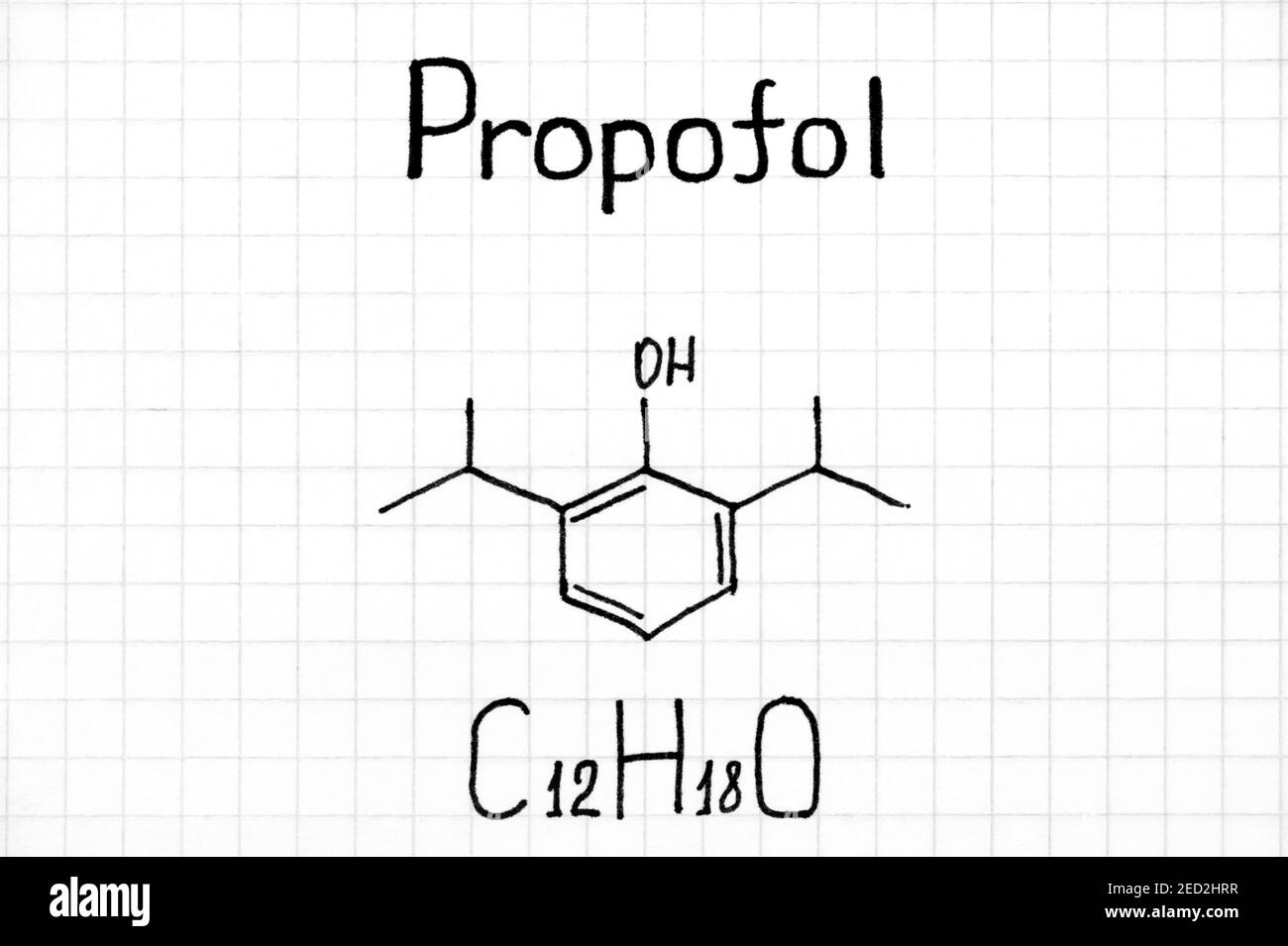 Handwriting chemical formula of Propofol. Close-up Stock Photo - Alamy