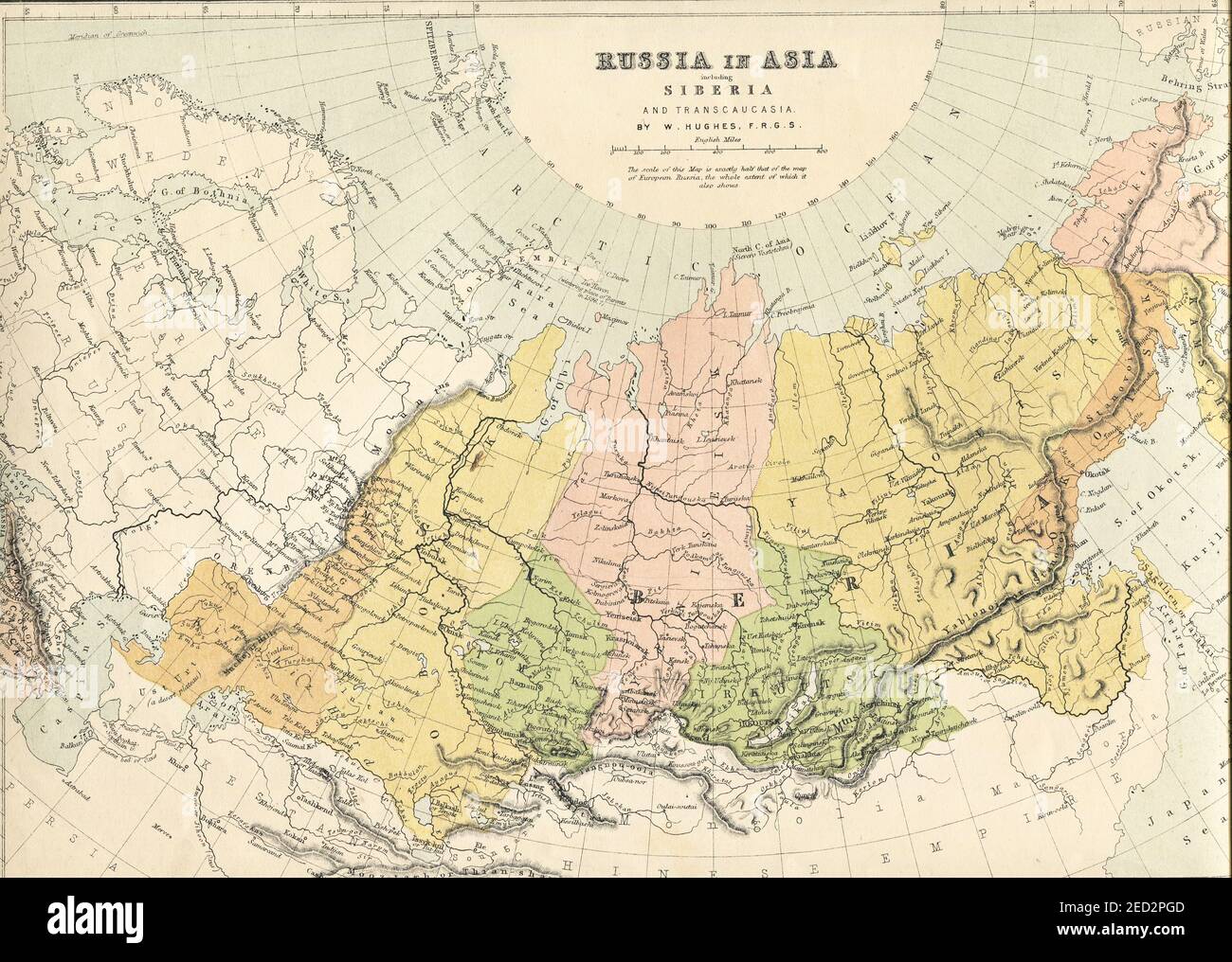 Beautiful vintage hand drawn map of Russia from old book. Can be used ...