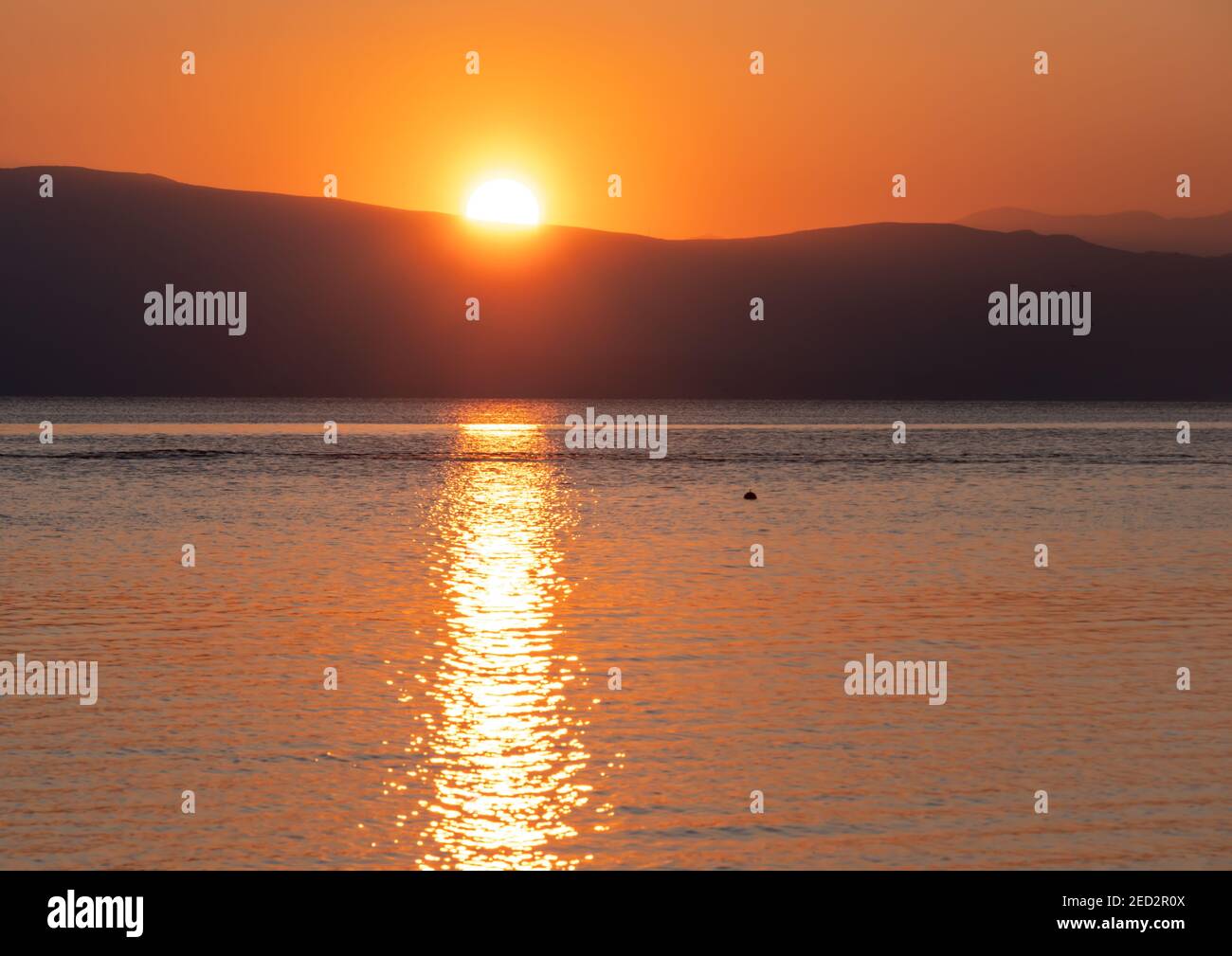 Beautiful calm lake with sunset, natural background Stock Photo - Alamy