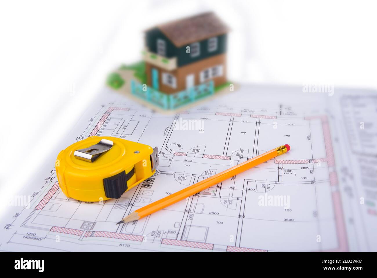 House project with tape meter and pencil Stock Photo - Alamy