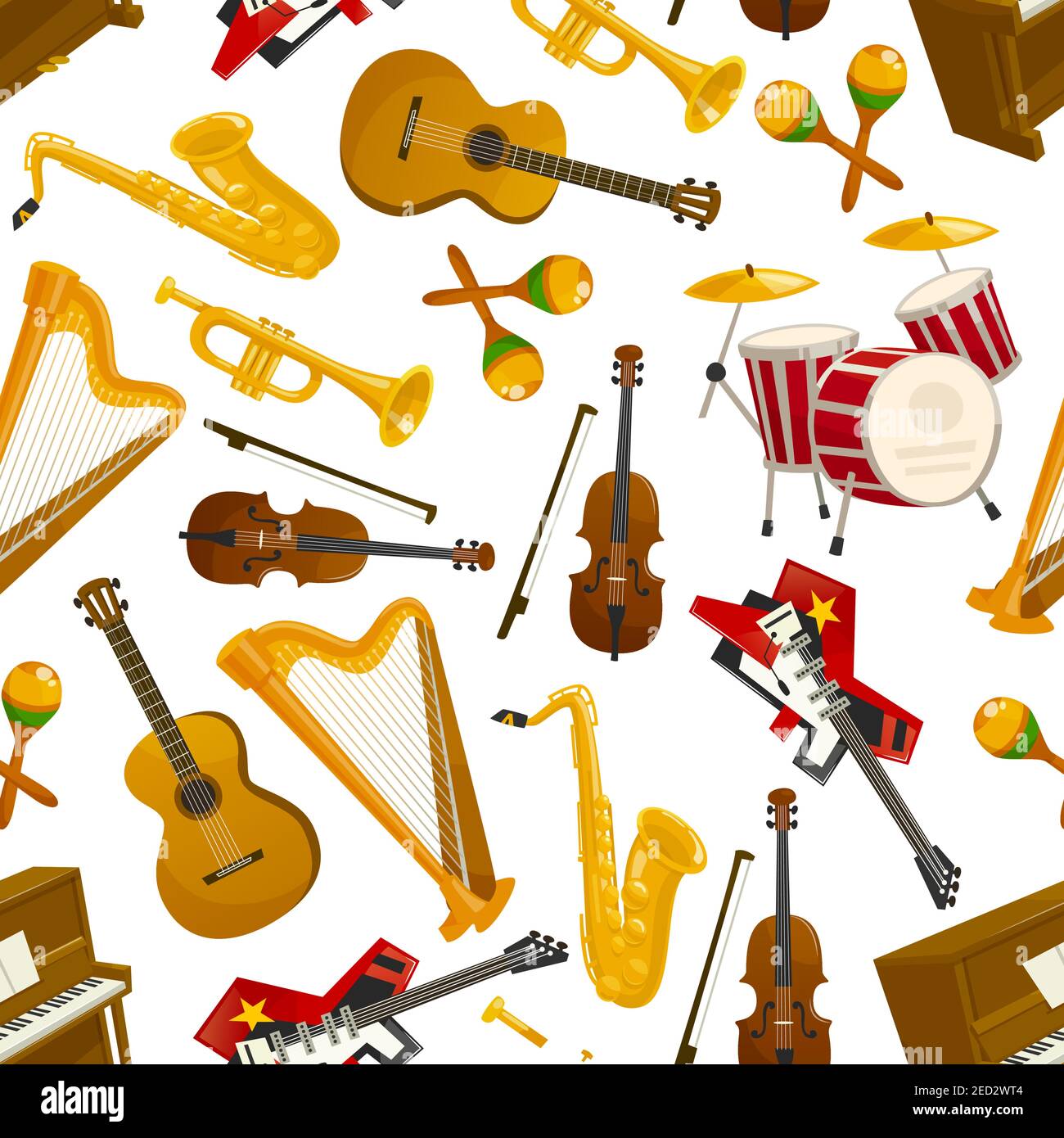 Musical instuments seamless pattern. Vector background of musical ...