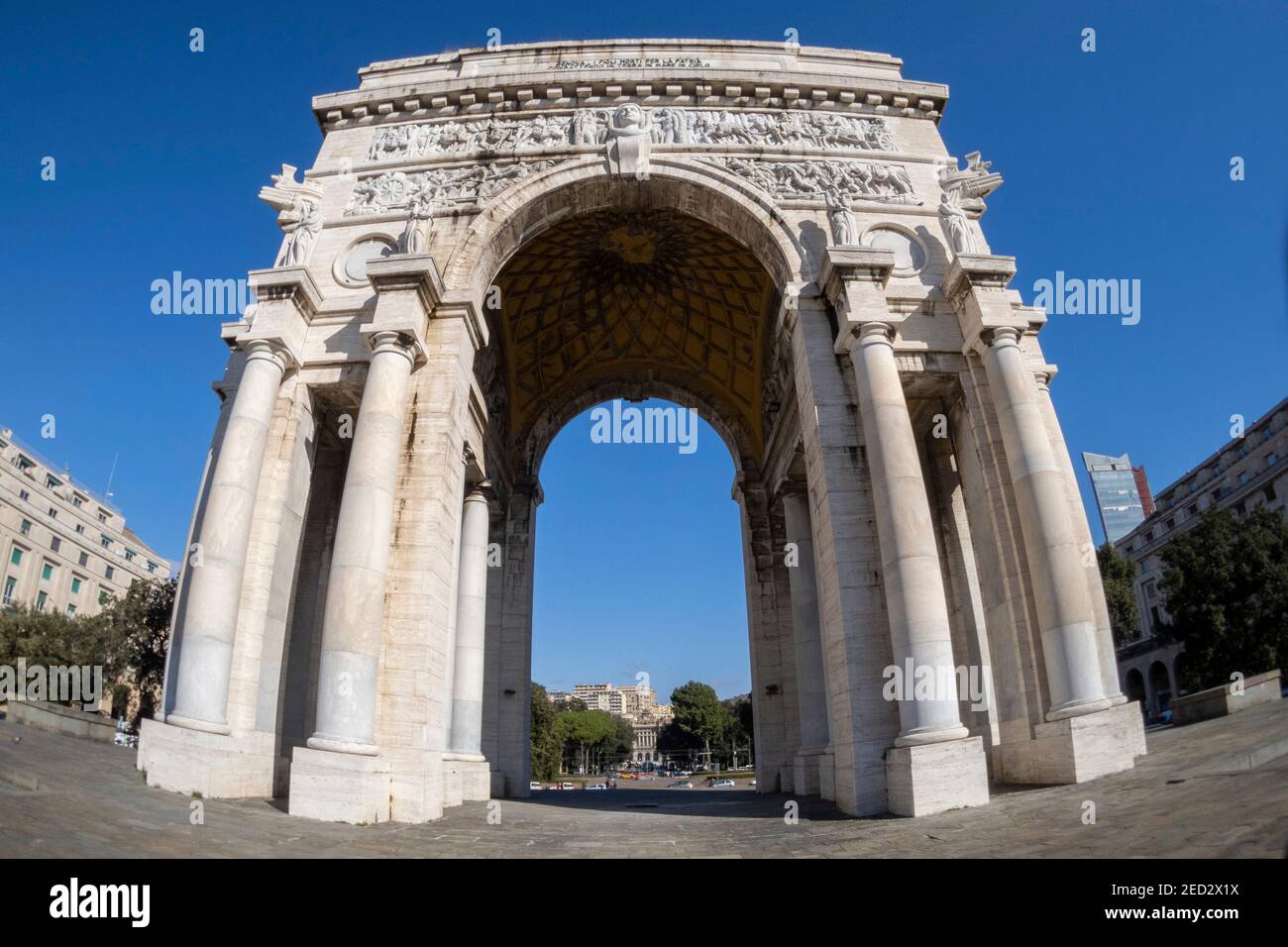 genoa victory place triumph arc unusual view Stock Photo - Alamy