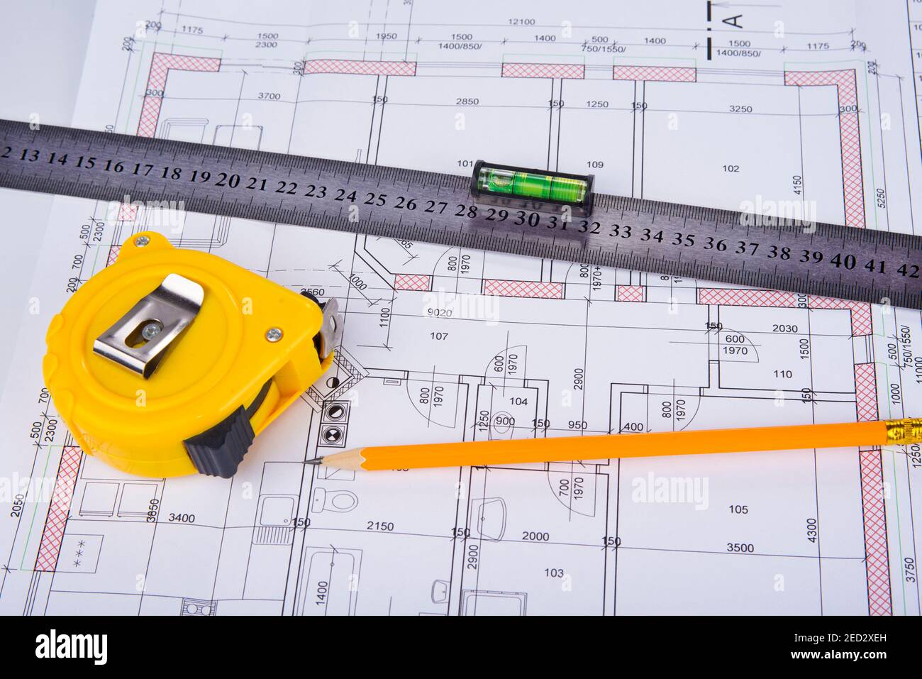 House project with tape meter and pencil Stock Photo - Alamy