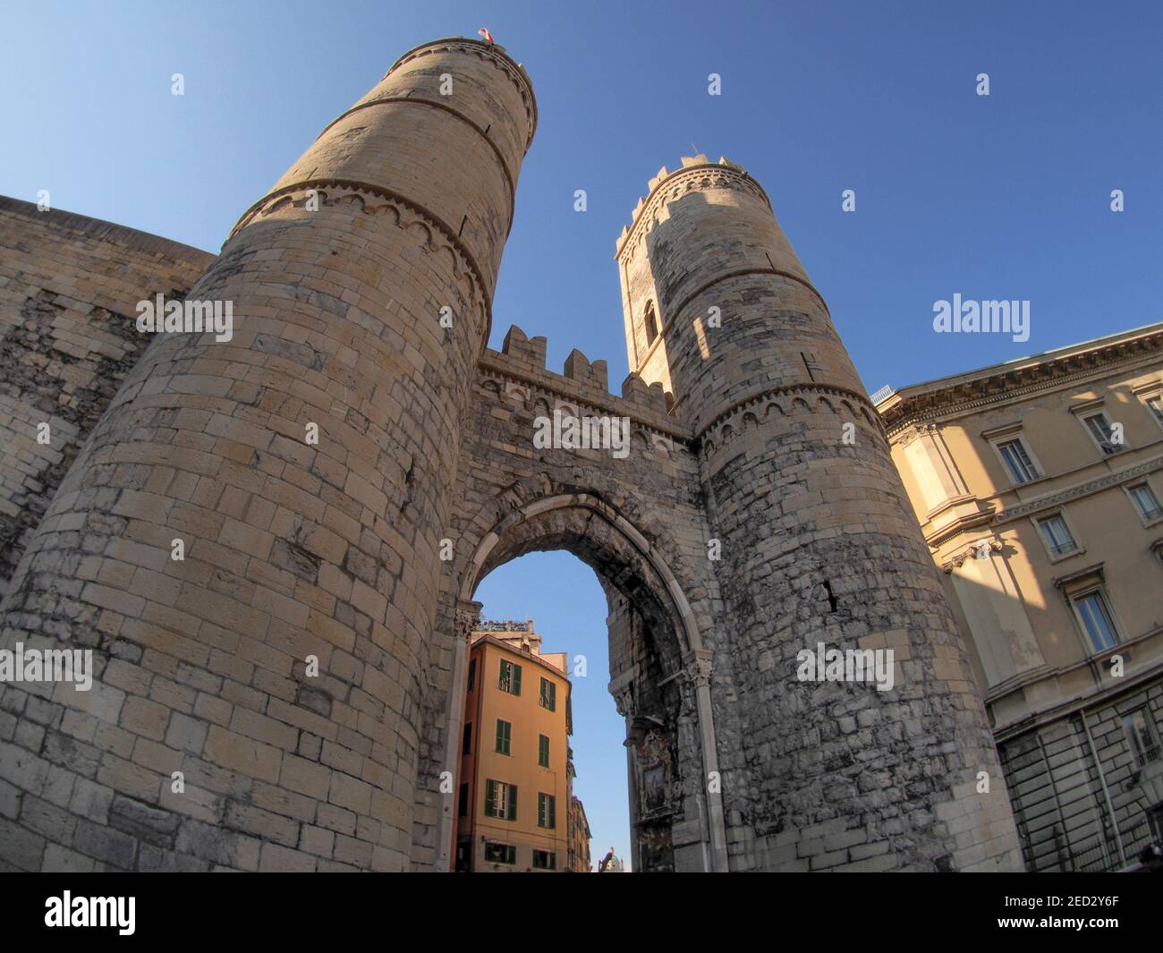 genoa old tower door gate medieval Stock Photo - Alamy
