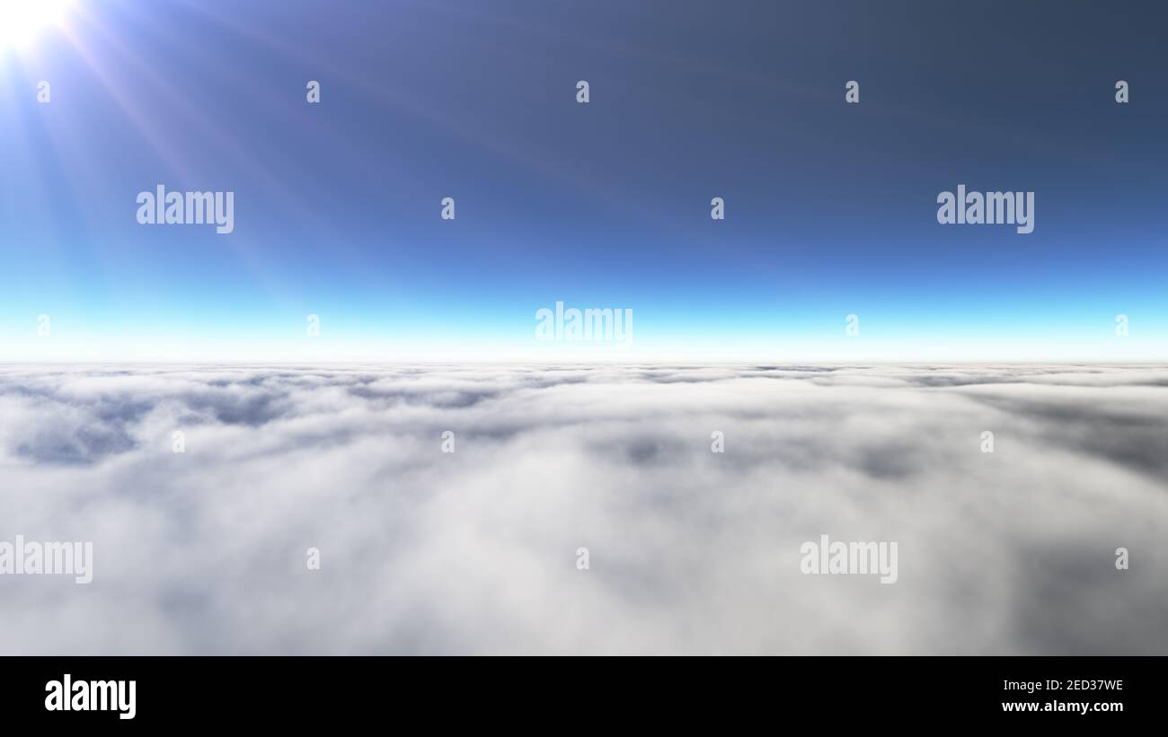 Above clouds sun ray, 3d rendering illustration Stock Photo - Alamy