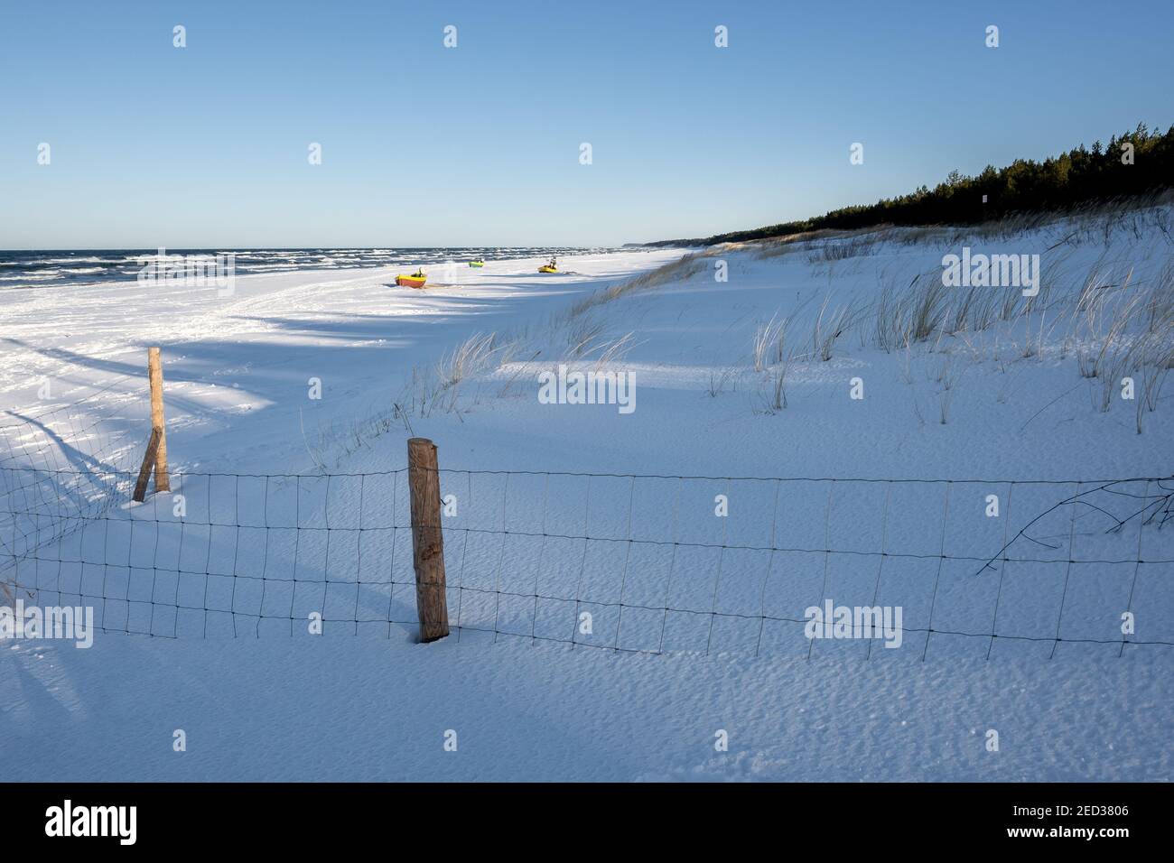 Snow covered beach on the Baltic Sea. Debki, Poland Stock Photo - Alamy