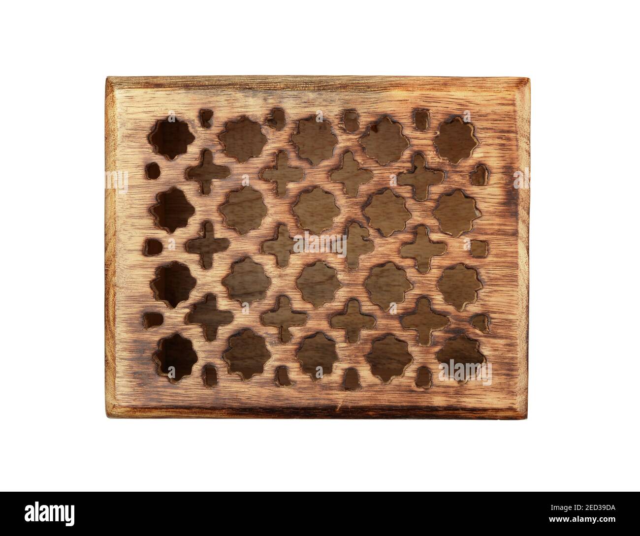 Old little wooden chest isolated on white. Top view Stock Photo - Alamy