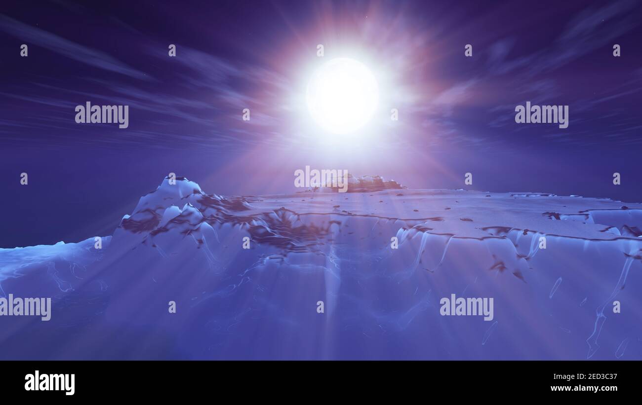 ice berg night full moon, 3d render illustration Stock Photo - Alamy