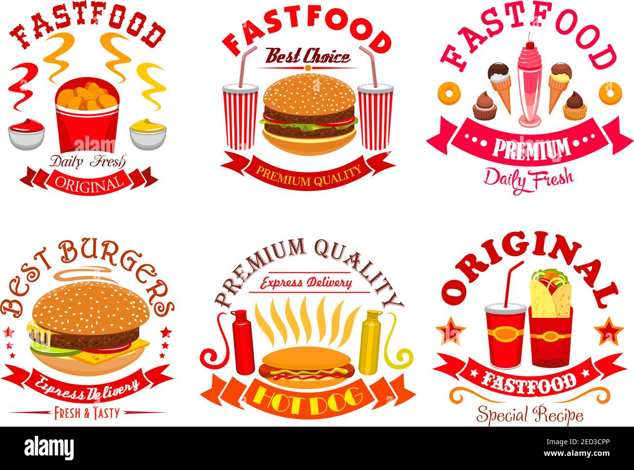 Fast food signs, icons set. Vector isolated symbols of cheeseburger ...