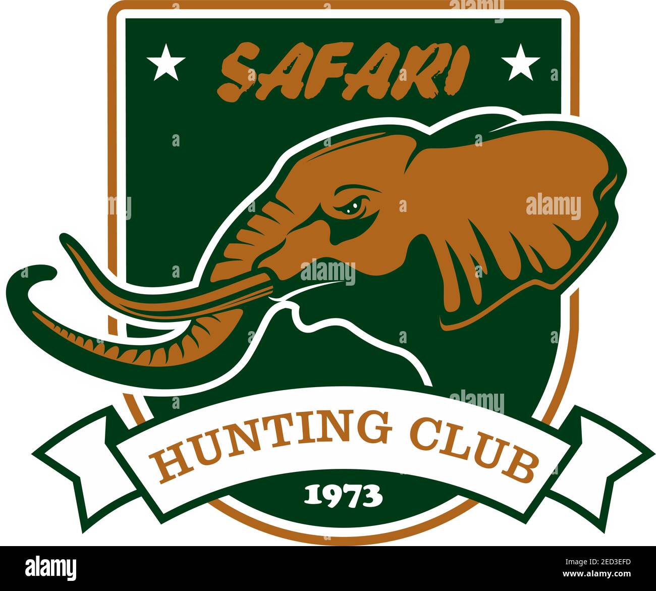 Hunting sport club team symbol. Safari hunt badge of green shield ...