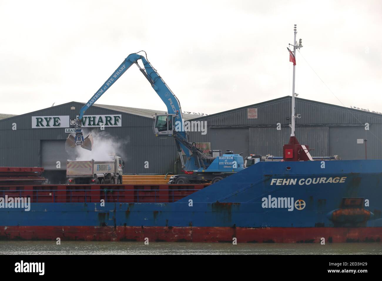 FEHN COURAGE CARGO SHIP AT RASTRUM LTD AT RYE HARBOUR Stock Photo - Alamy