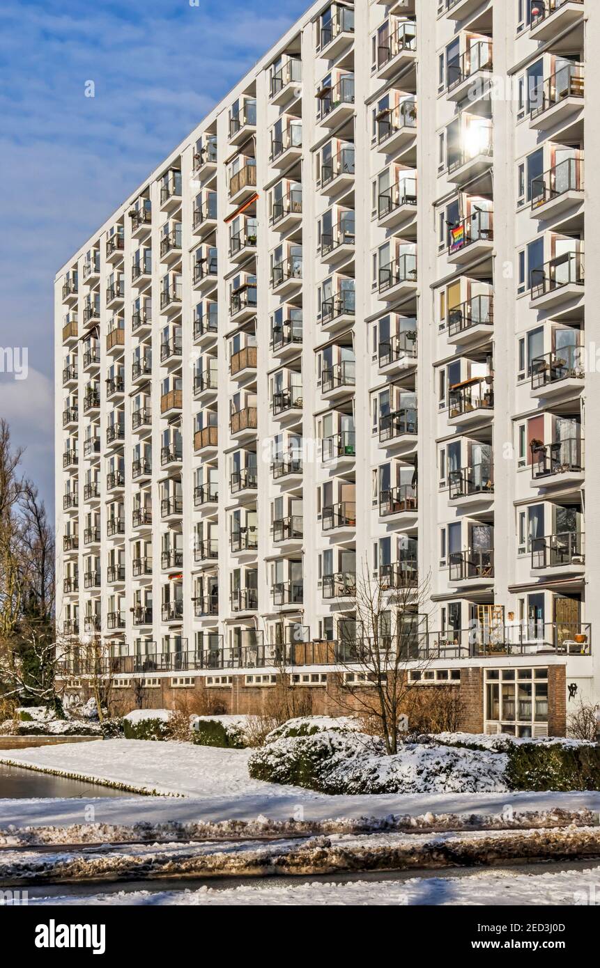 Rotterdam, The Netherlands, February 10, 2021: repetitive facade of a ...