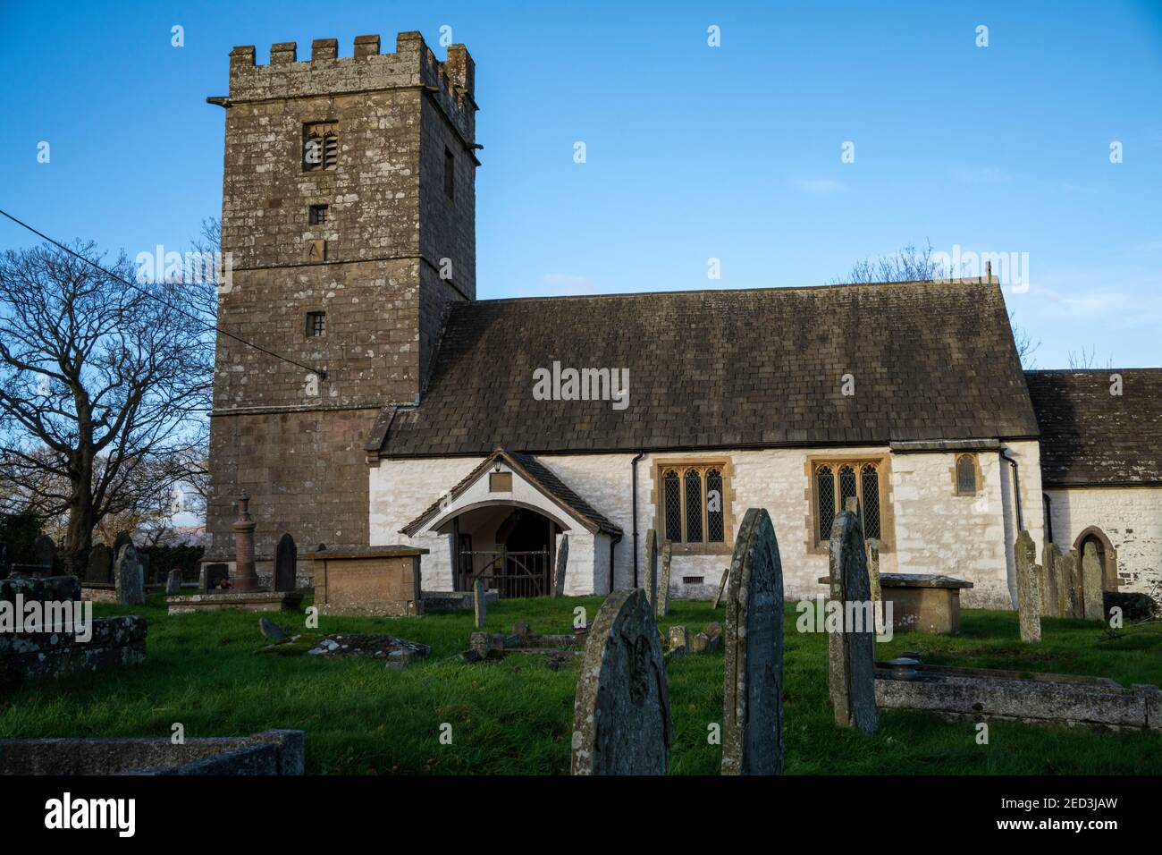 Nave and tower, St Bartholomew's Church, Llanover, Monmouthshire, Wales ...