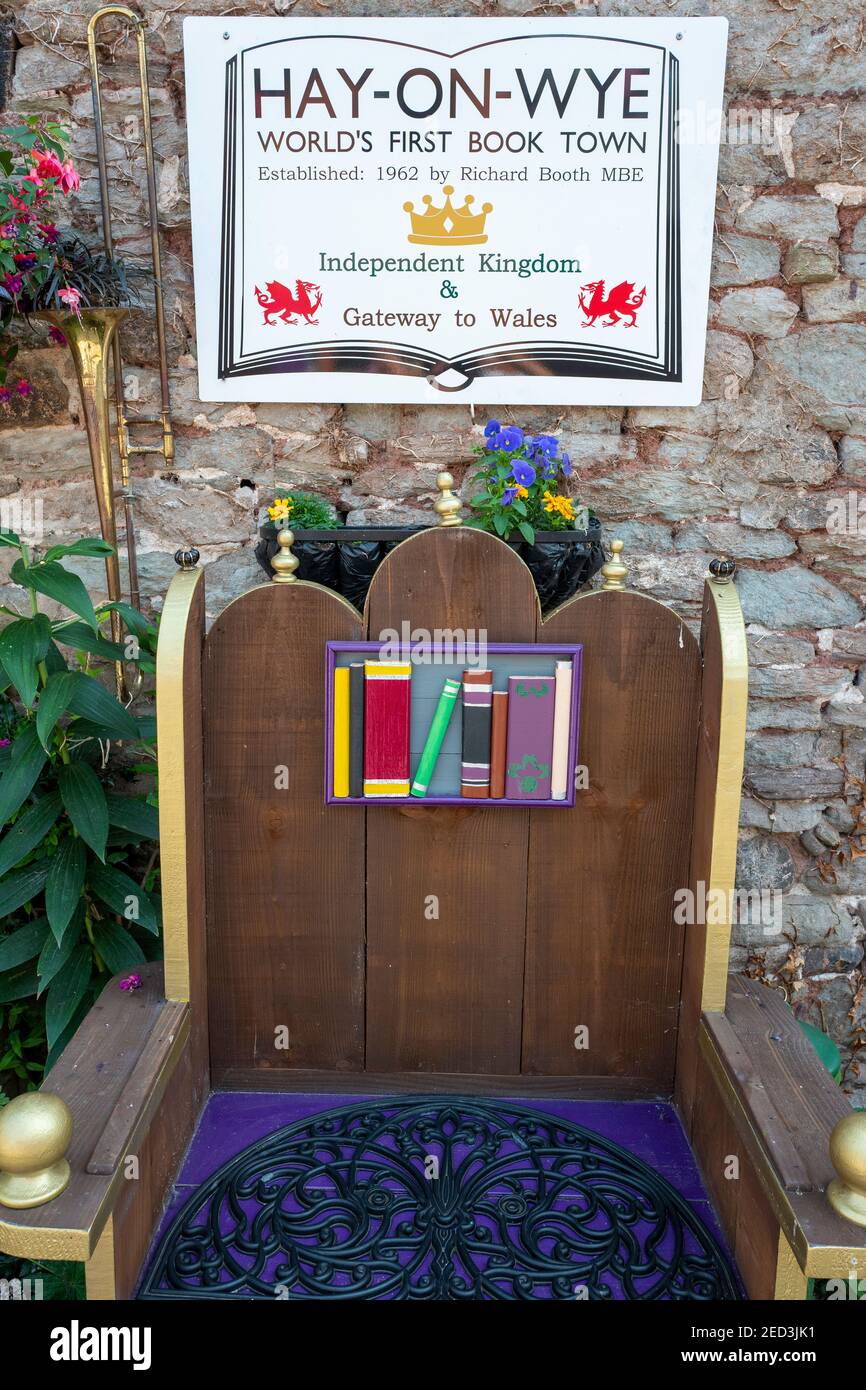 Hay-onWye, the world's first booktown, throne of the KIng of Hay ...