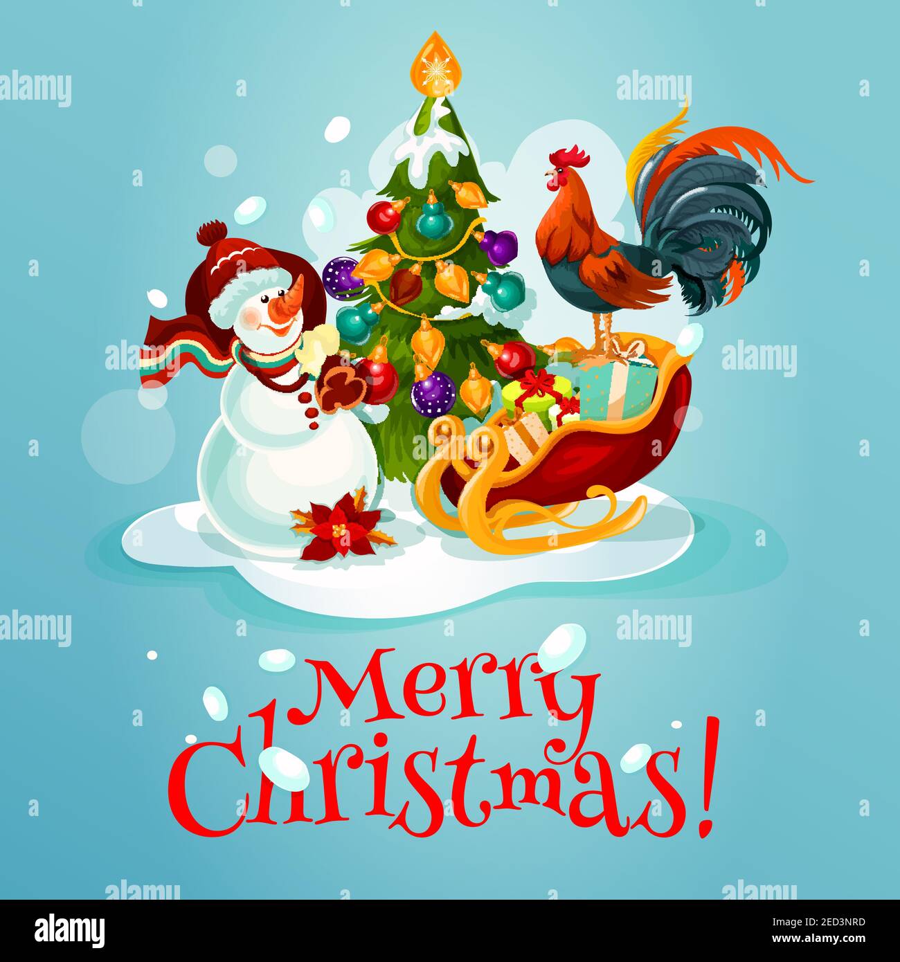 Rooster in the snow Stock Vector Images - Alamy