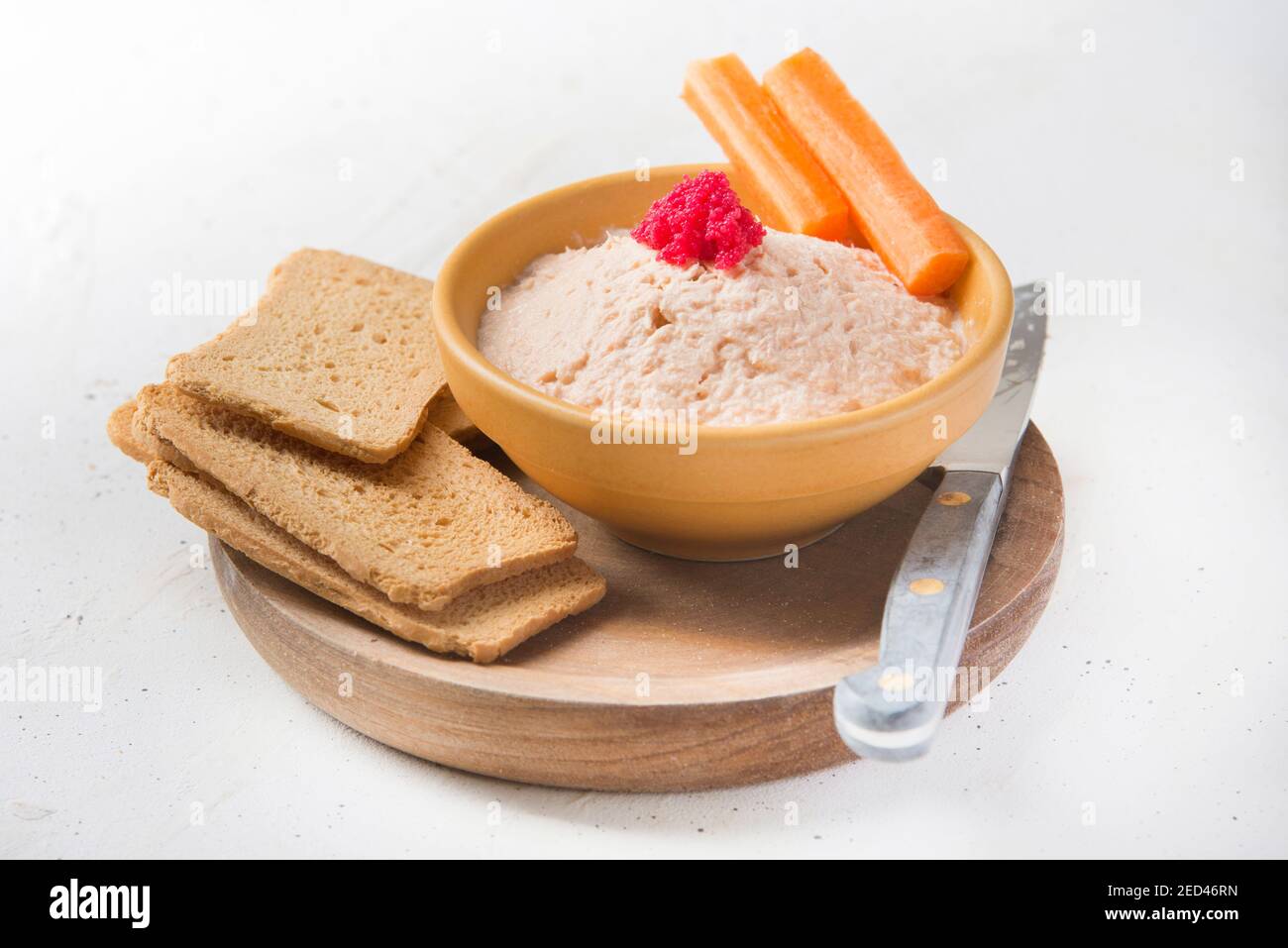 Smoked Salmon pate with toast bread and carrot Stock Photo - Alamy