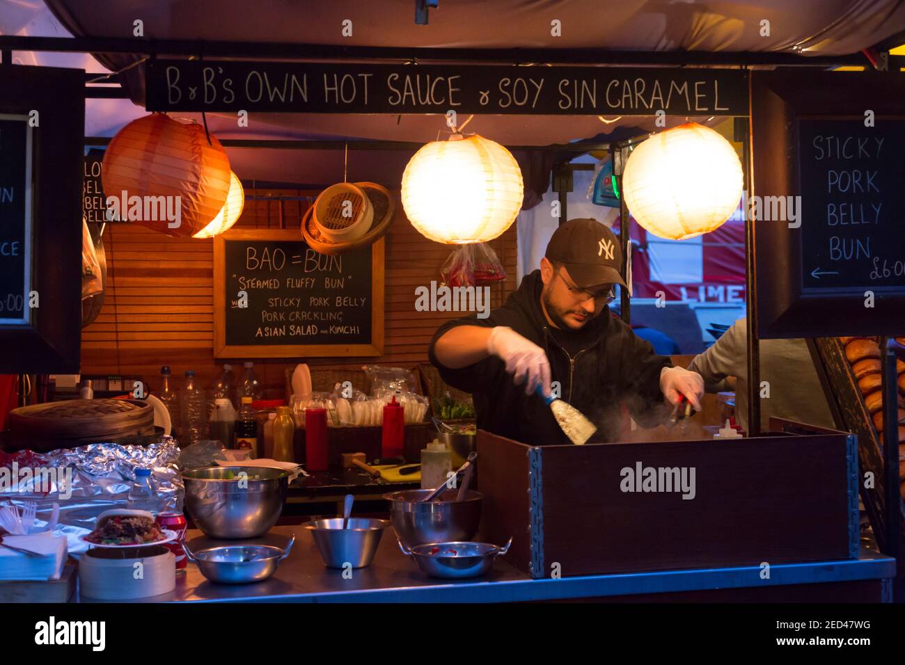 Food stall at Camden Lock market, Camden, London Stock Photo - Alamy