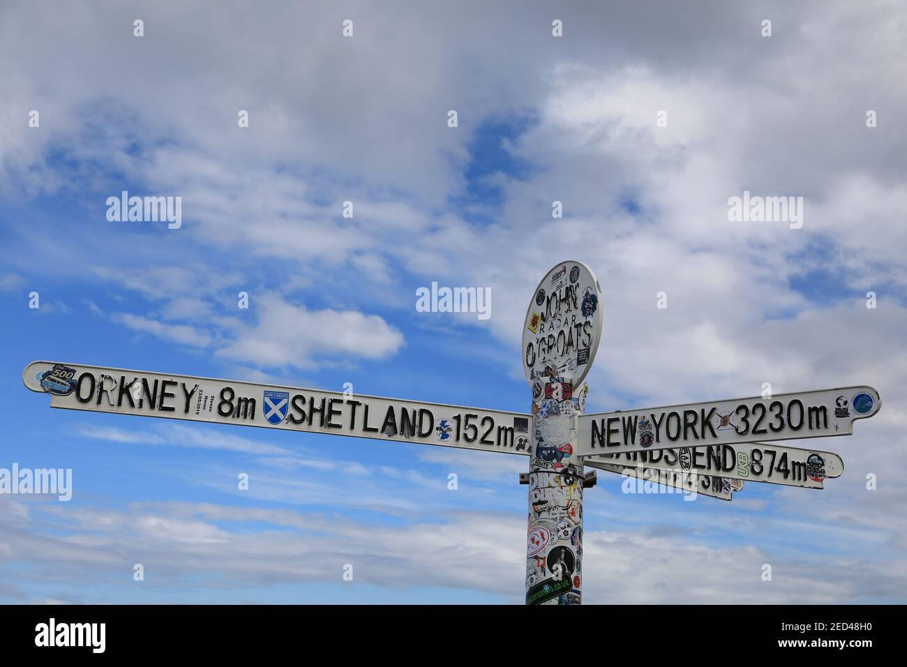 The famous signpost at John o'Groats Caithness Scotland Stock Photo - Alamy