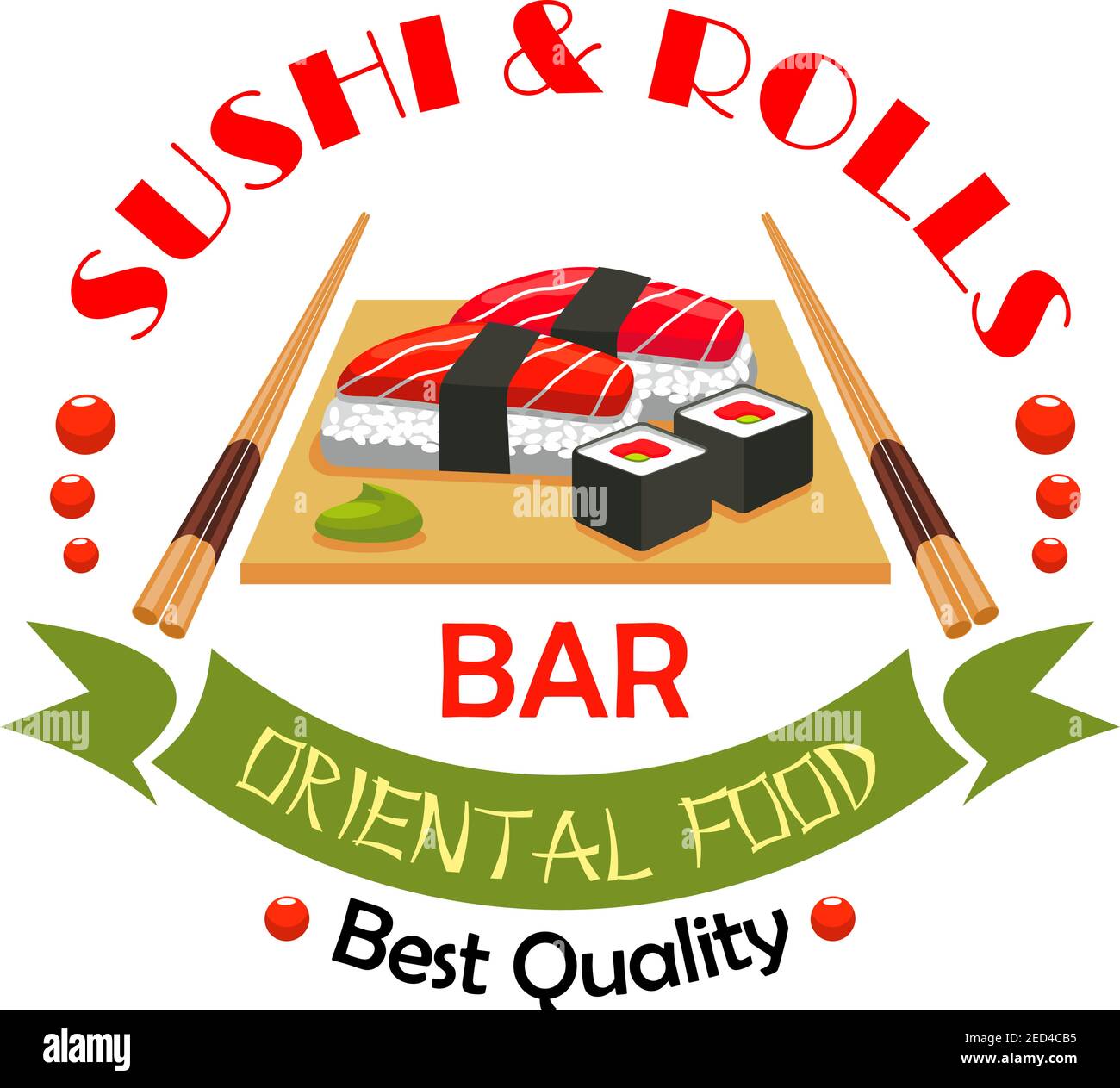 Sushi bar, japanese food restaurant symbol. Sushi roll and salmon ...