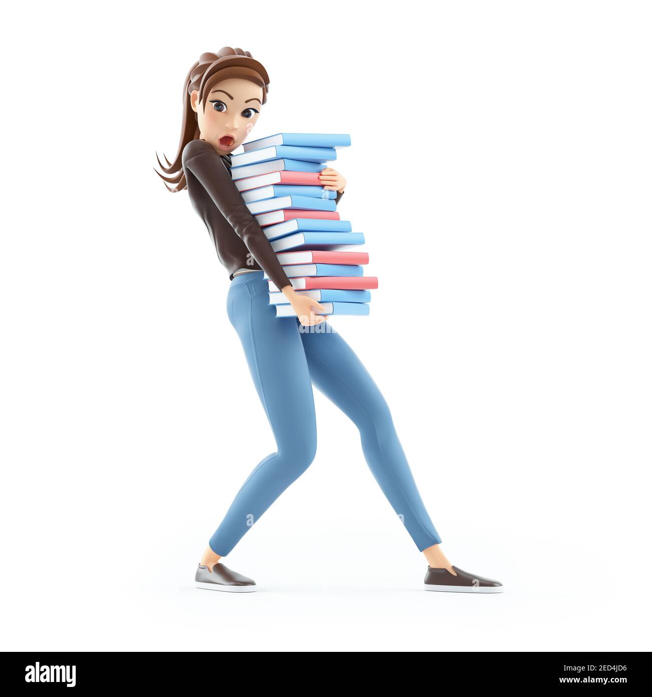 3d cartoon woman overworked, illustration isolated on white background ...