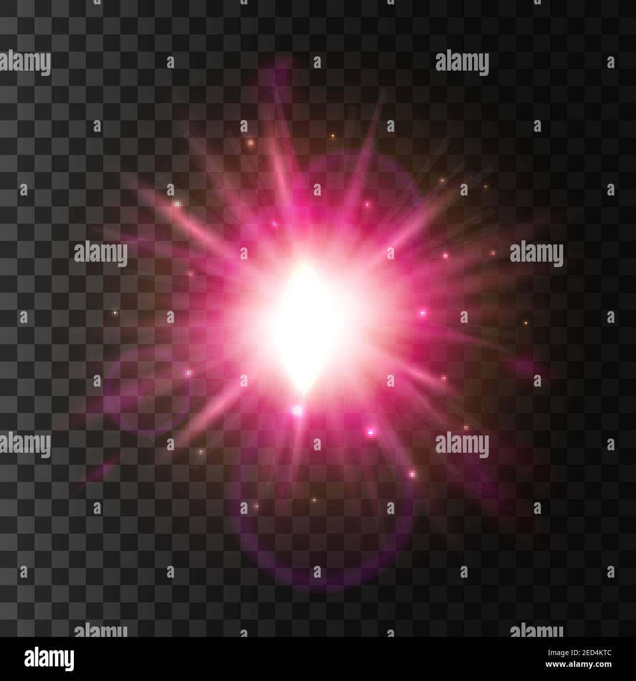 Light flash blur. Shining star with sparkling lens flare effect. Glittering sun rays. Neon pink ...