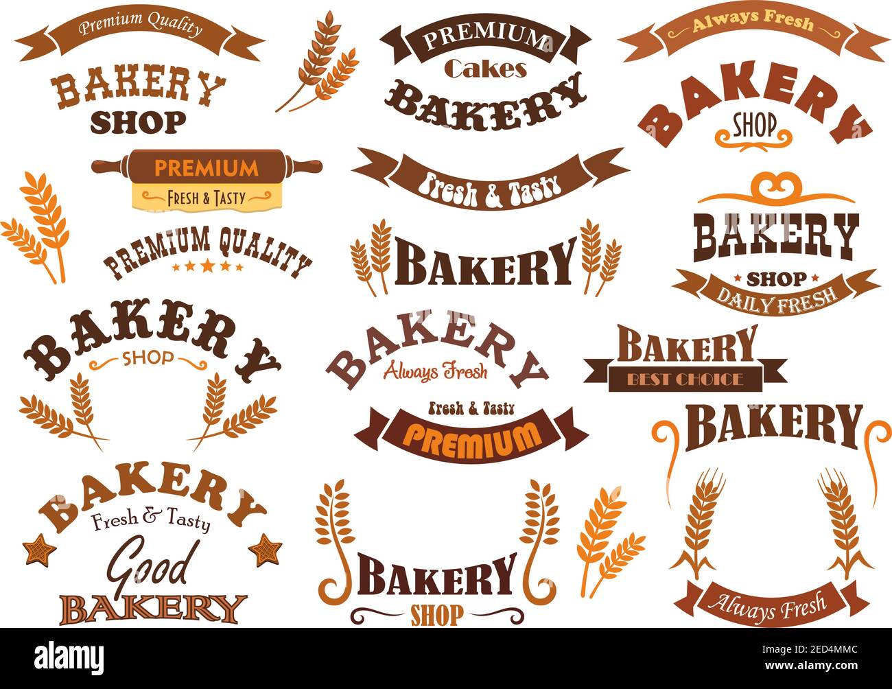 Bakery shop vector signs, icons and badges. Isolated banner and ribbons ...