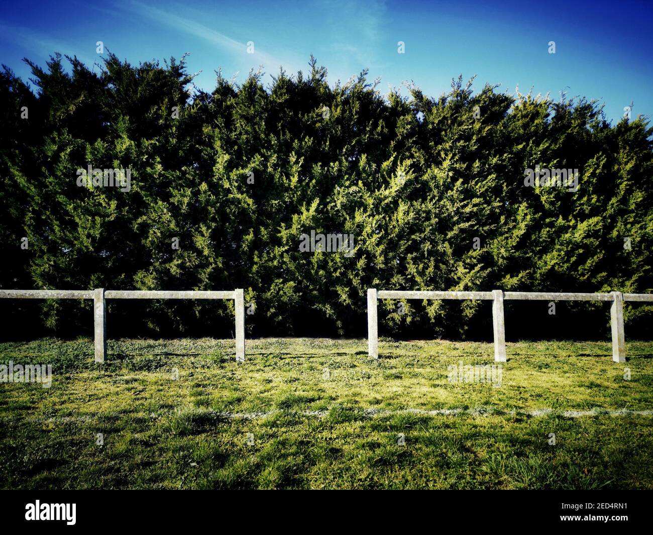 A protective barrier in a countryside stadium in France Stock Photo - Alamy
