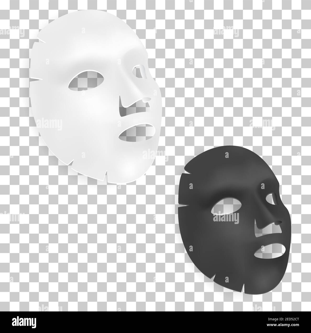 Face mask sheet. Beauty cosmetic facial mask, black, white spa product ...