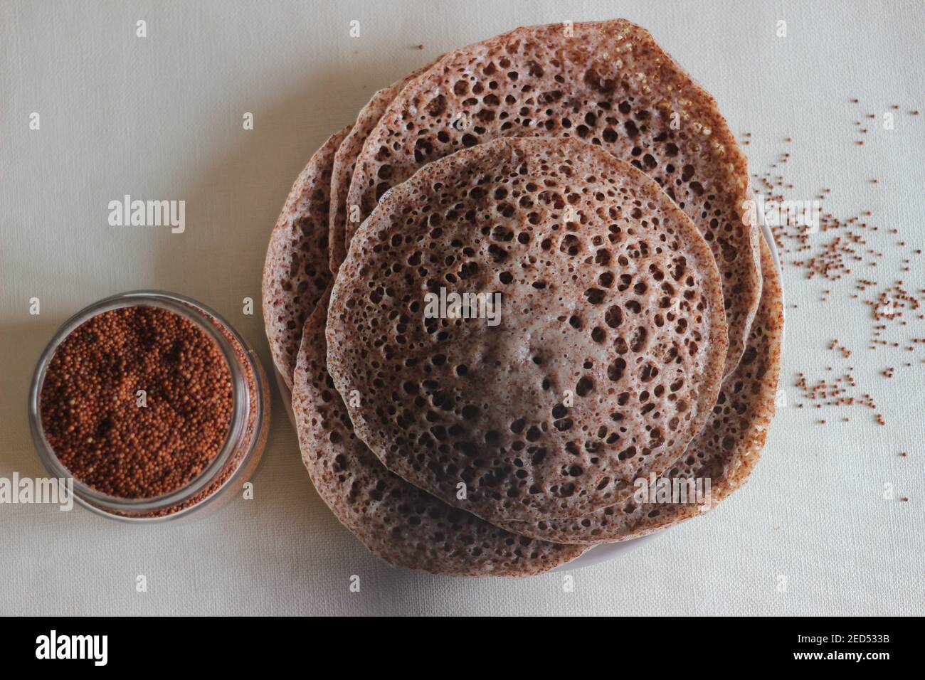 Hoppers made of finger millet also known as Ragi in India. Home made ...