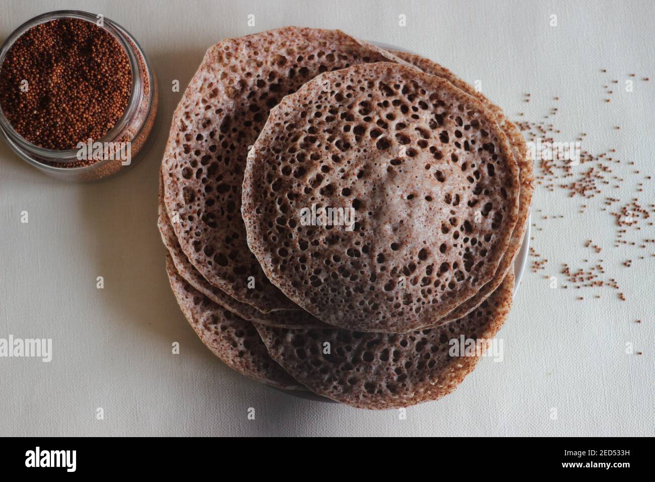 Hoppers made of finger millet also known as Ragi in India. Home made ...