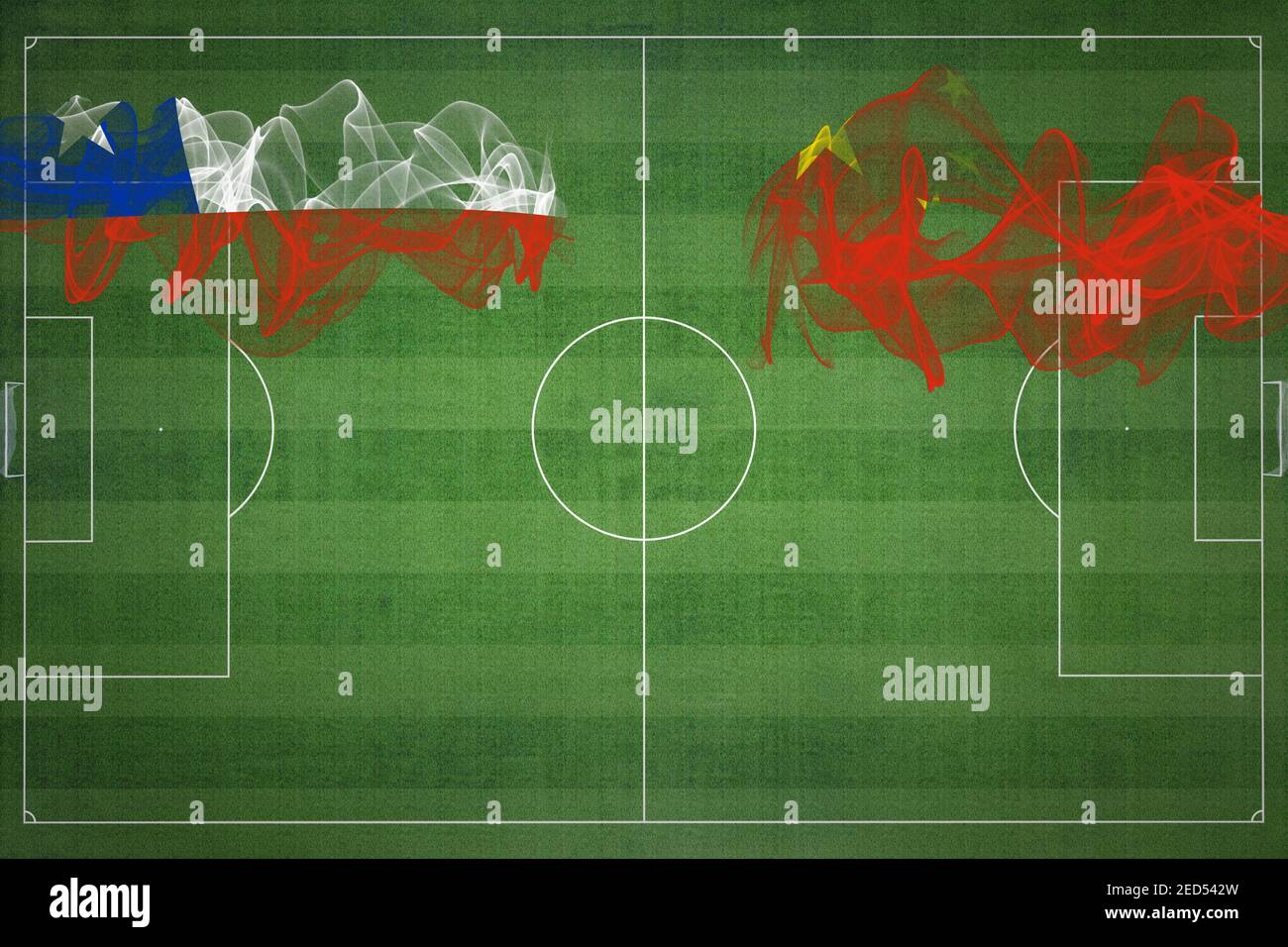 Chile vs China Soccer Match, national colors, national flags, soccer ...