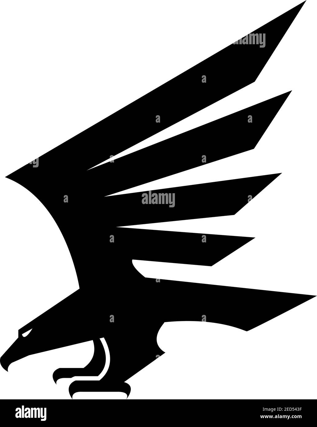 Eagle isolated sign. Vector heraldic black falcon bird symbol with ...
