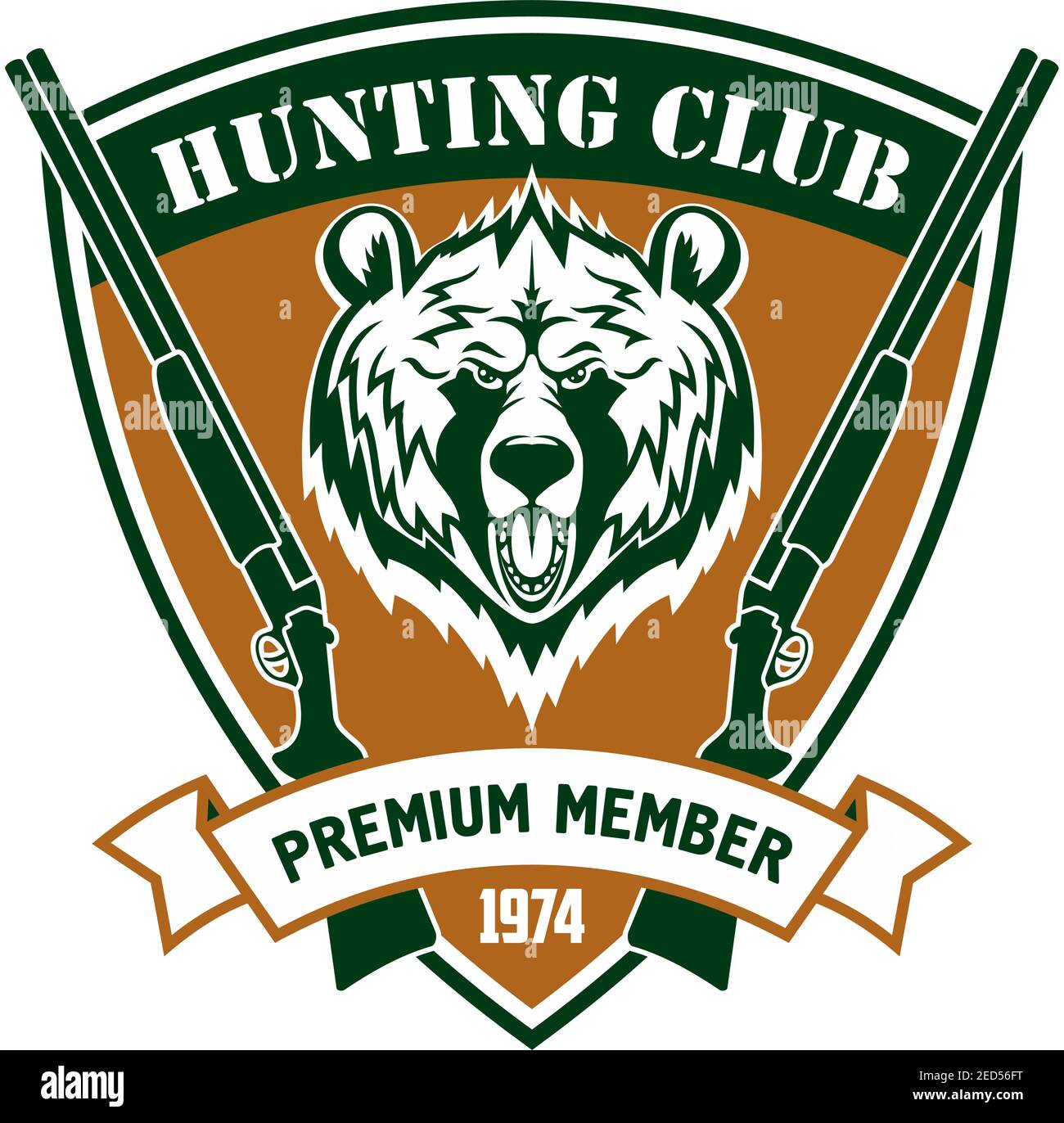 Hunting club vector isolated icon. Hunter sport club member identity ...