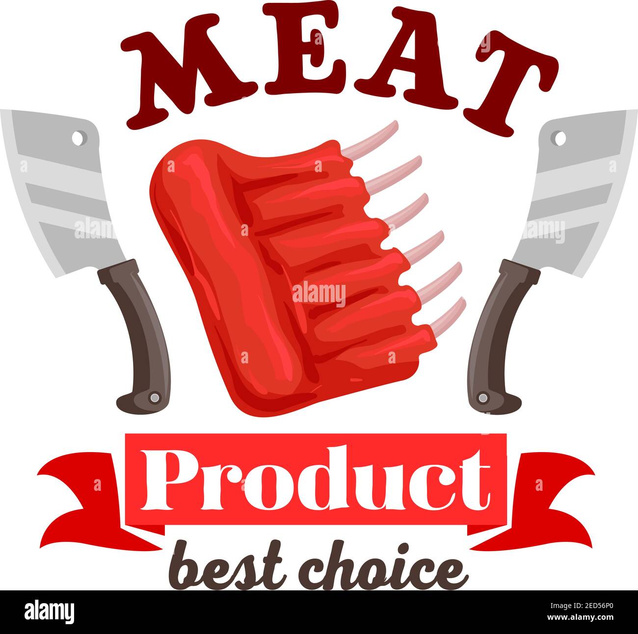 Meat icon for butcher shop sign or emblem of fresh pork, mutton or beef ...
