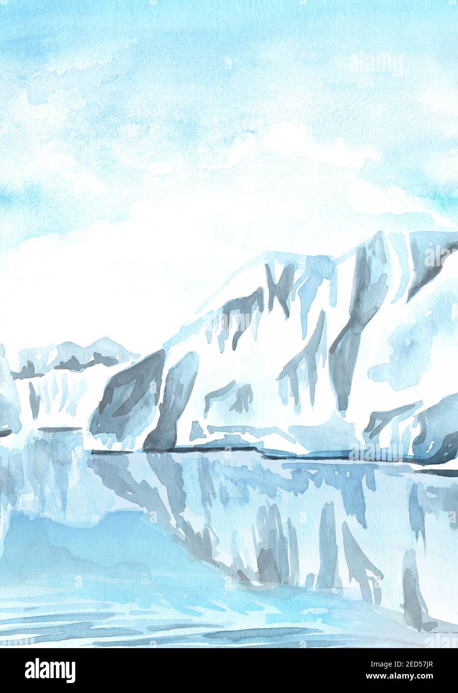 Arctic landscape, glacier, iceberg. Backgrounds with copy space. Hand ...