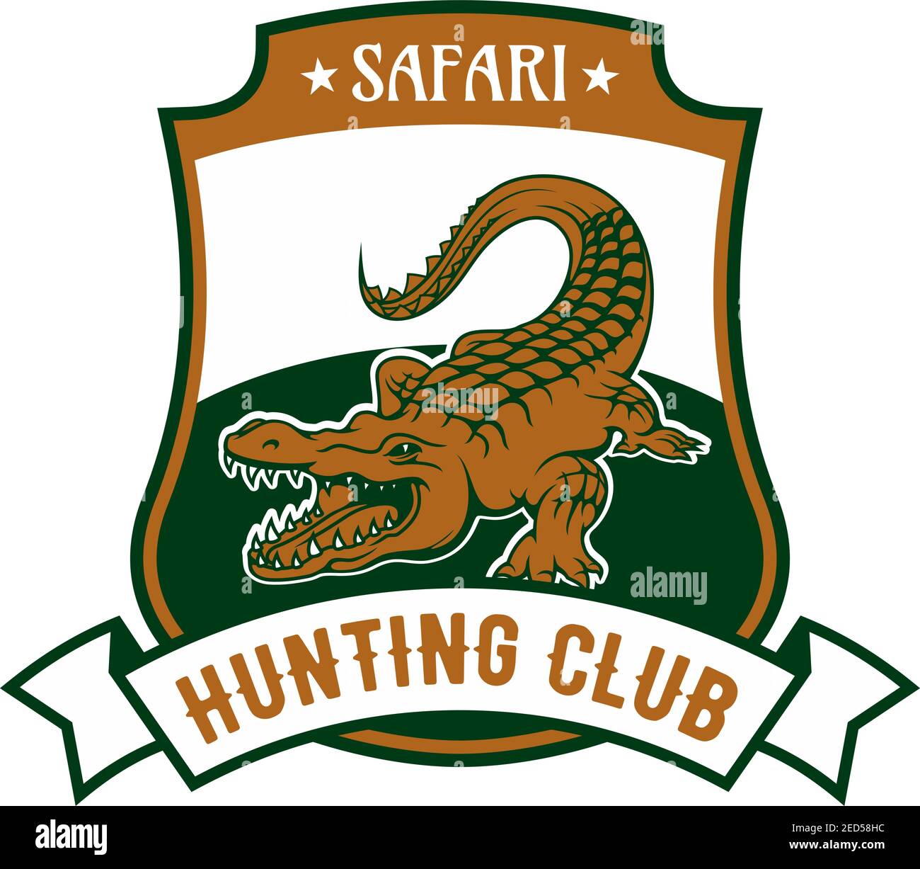 Safari Hunting club emblem. Vector isolated shield shape icon or badge ...