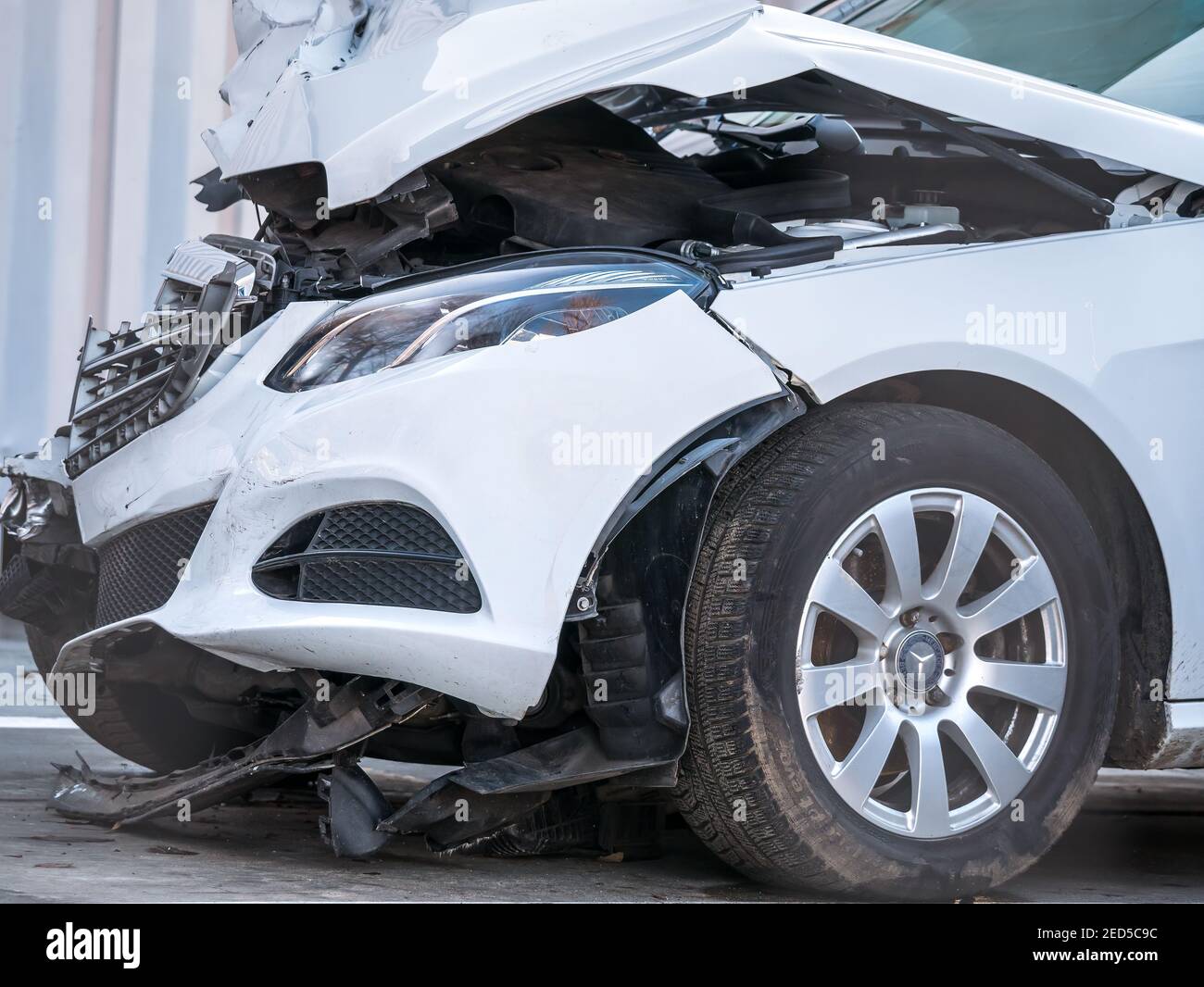 Bucharest, Romania - 12.31.2020: Mercedes car involved in an accident ...