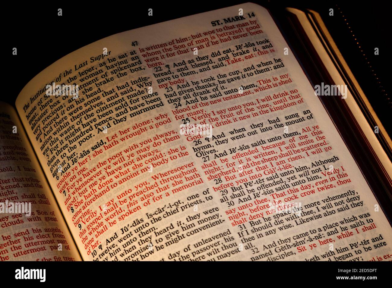 Close up of the Holy Bible, King James version, open to the gospel of ...